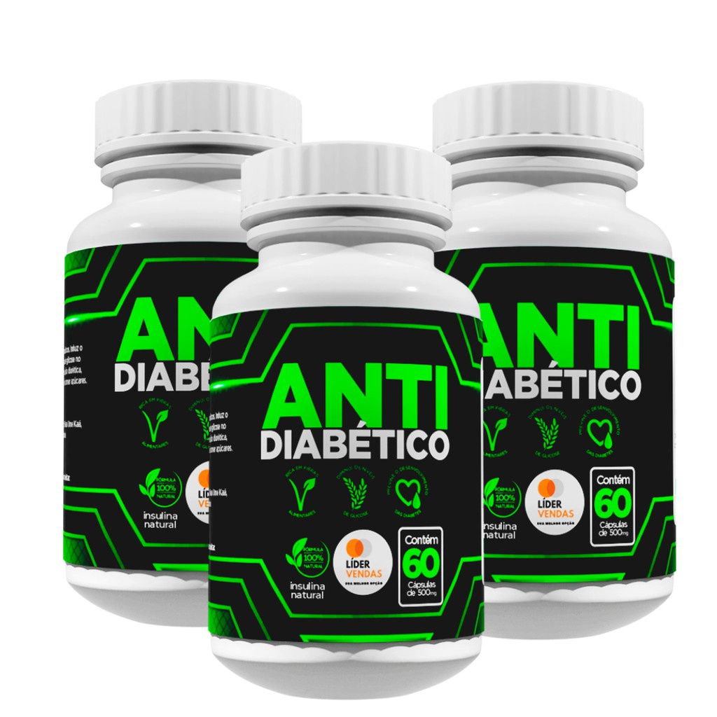 Kit 3 Antidiabético 60 cápsulas cada 500mg | Shopee Brasil