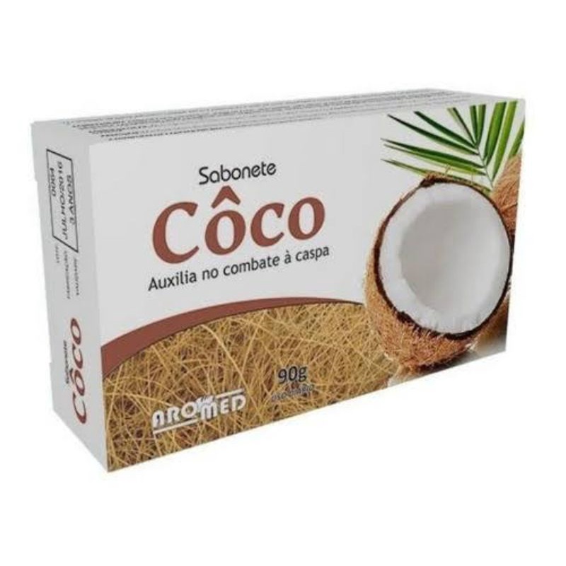 12 Sabonete de coco Aromed 90g - Auxilia no combate a caspa | Shopee Brasil