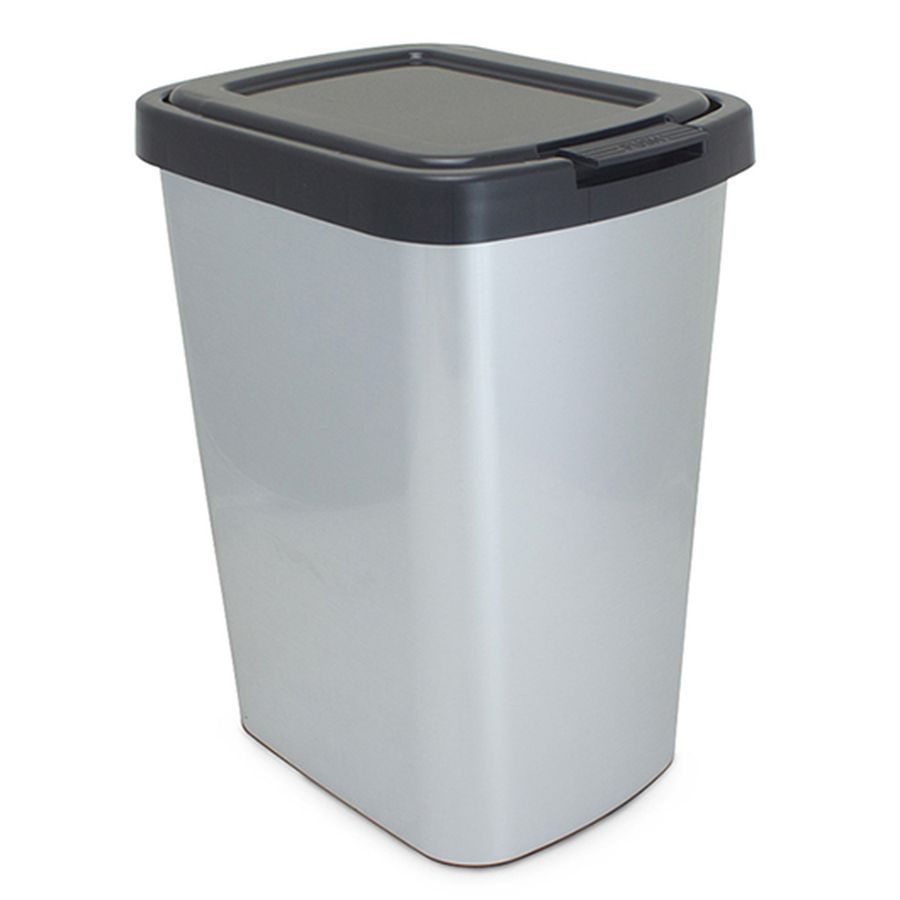 Cesto de Lixo Plastico Label Inox Metalizado 9L Tampa Click | Shopee Brasil