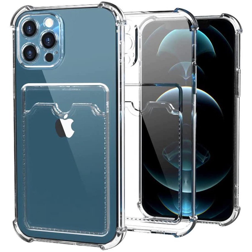 Capa Transparente Com Porta Cartão IPhone 6/7/8/X/XS/XS MAX/XR/11/12/13 Capinha Case Bordas ...