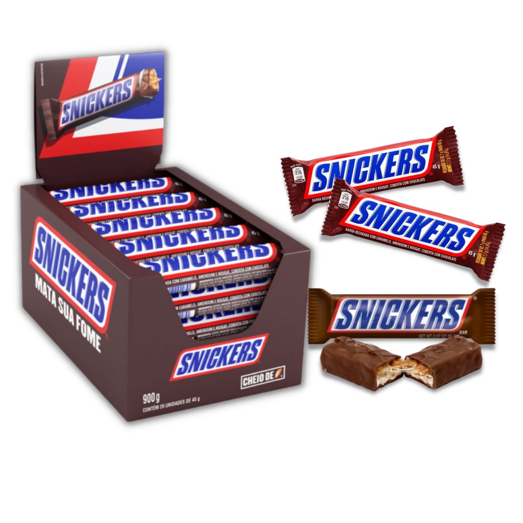 Chocolate Barra Recheada De Snickers C/20 Unidades 45g Cada | Shopee Brasil