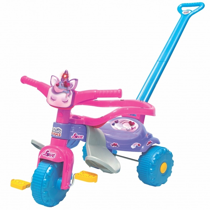 Triciclo Velotrol Infantil Uni Love Com Luz E Empurrador Magic Toys ...