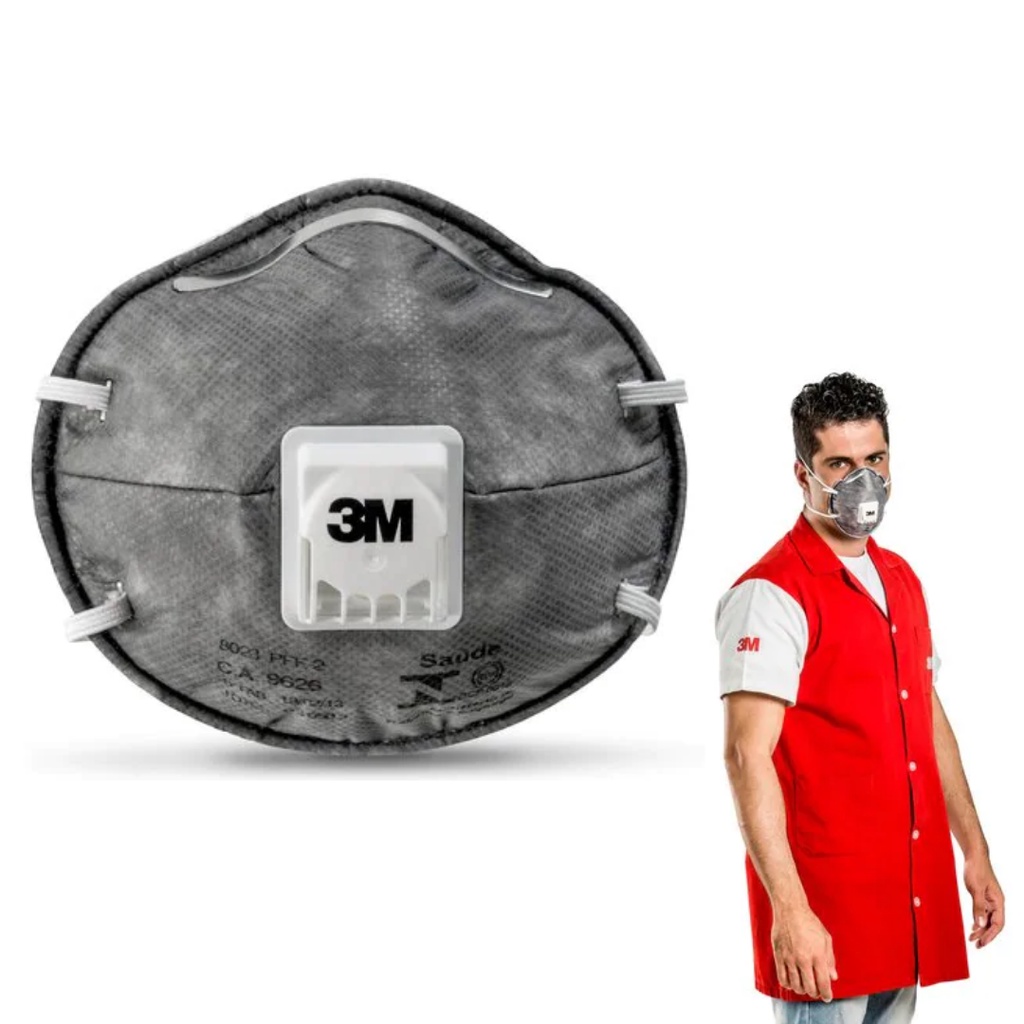 Kit 10 Respiradores 8023 3M Máscara Descartável PFF2 Cinza com Carvão ...