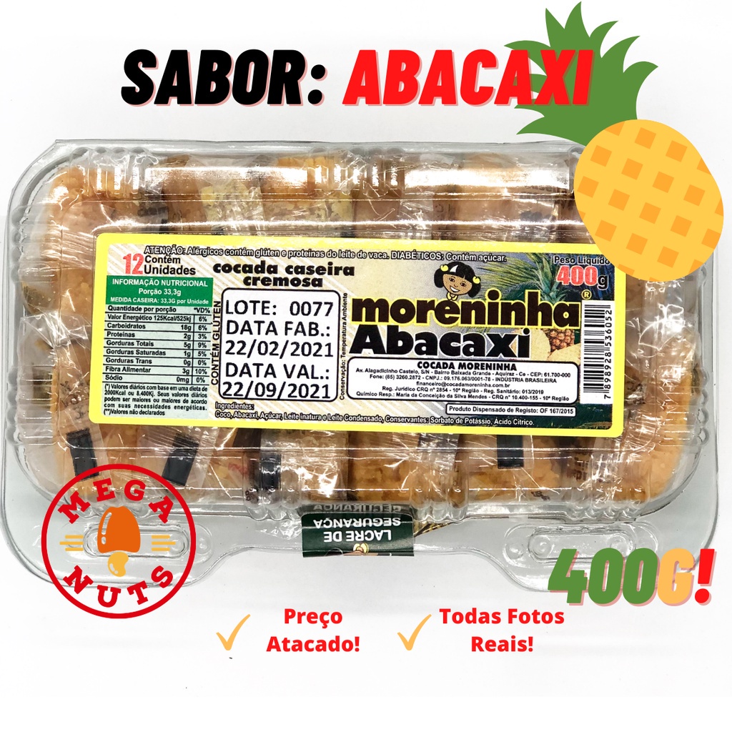 Cocada Cremosa Sabor Abacaxi 400g Moreninha Shopee Brasil