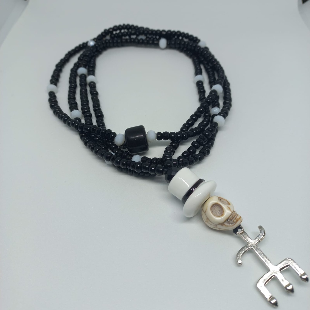 Guia de Umbanda - 1 Fio - Preto e Branco com Pingentes - Exu | Shopee ...