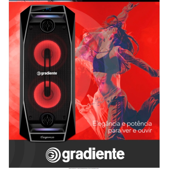 Caixa Amplificada Gradiente com Bluetooth, Rádio FM, Entrada Microfone e USB - 500W 10 horas de ...