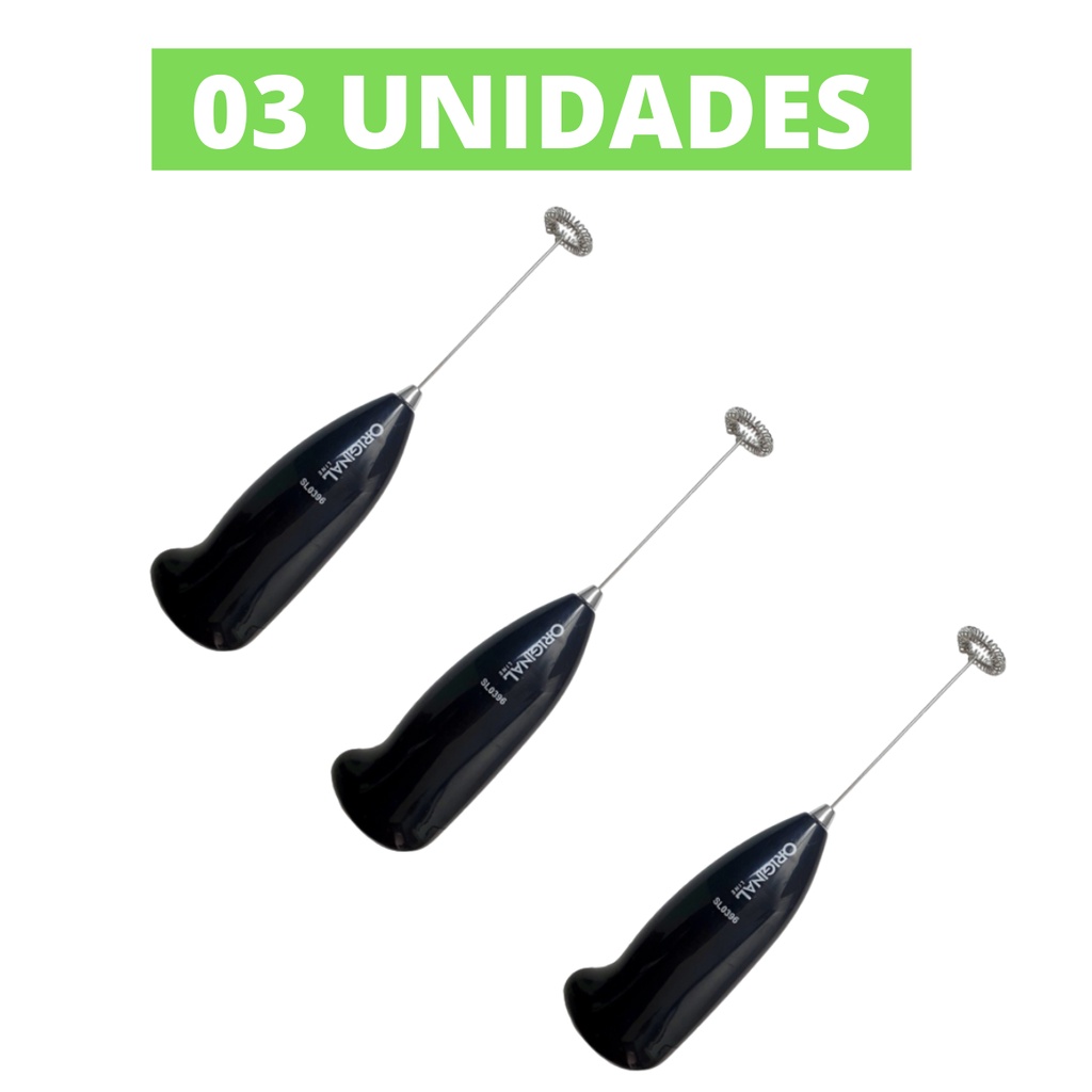 KIT Mini Mixer Elétrico Inox Misturador Shake Café Chá Bebidas Original ...