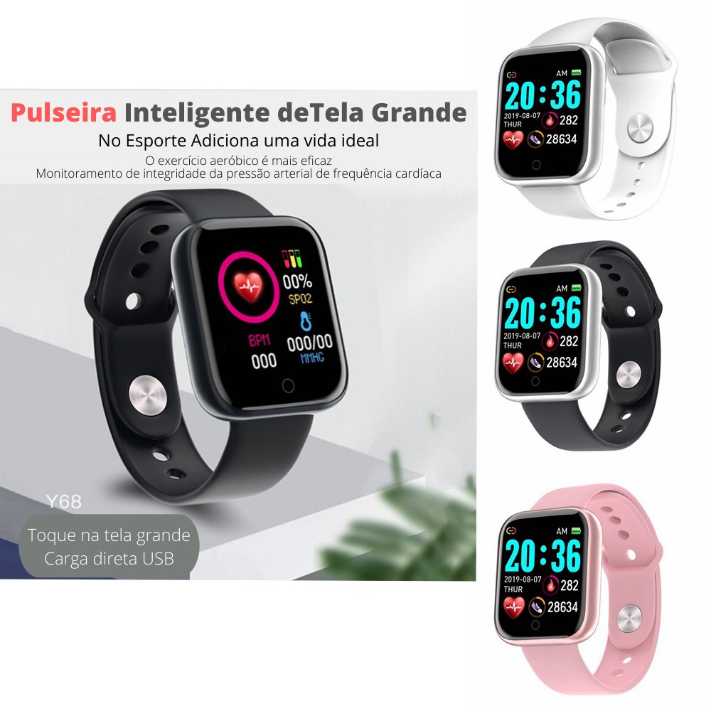 Smartwash Y68 Relogio Smart Fitness Bluetooth | Shopee Brasil