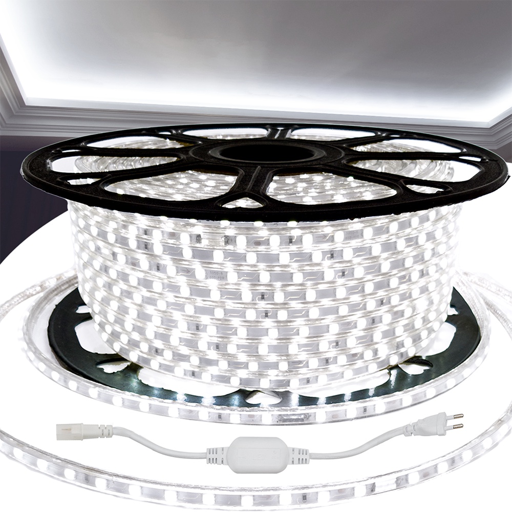 Fita Led 5050 Com Fonte 110v 7 Metros Prova D'água Luz Branco Frio ...