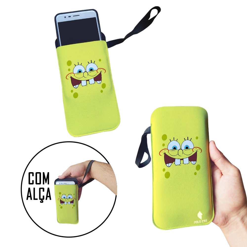 Case Capa para Celular Neoprene Bob Esponja Segurando Risada | Shopee ...