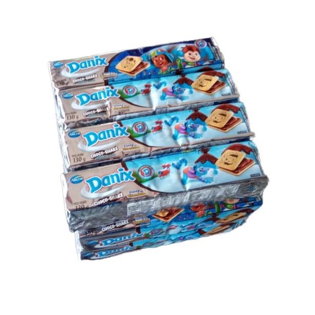 Bolacha Recheada danix, Biscoito Recheado Danix, 15 unidades sabor chocolate Shake ou Ice ...