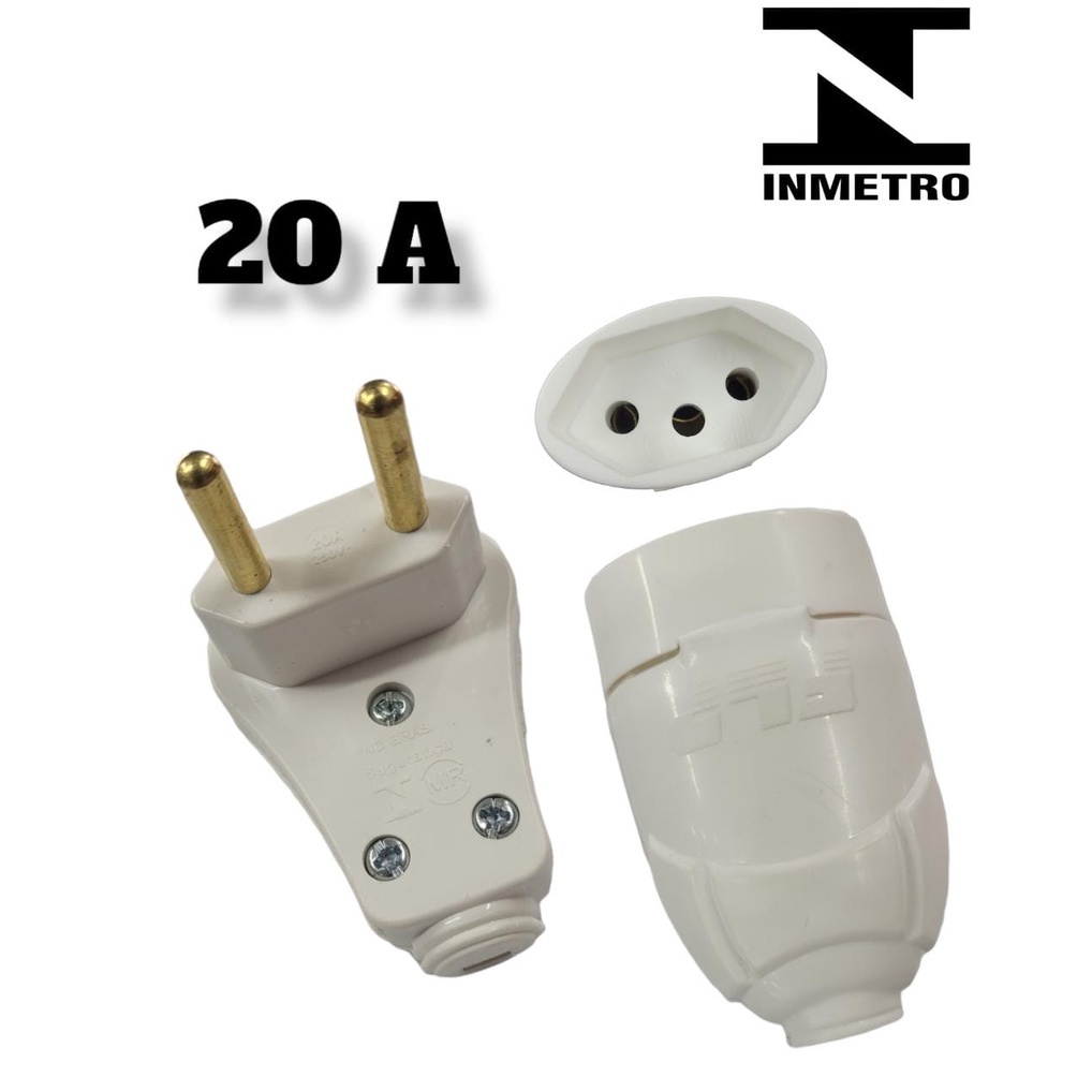 Adaptador Plugue tomada pino macho Prensa Cabo Gigante 20A 90 graus 2P ...