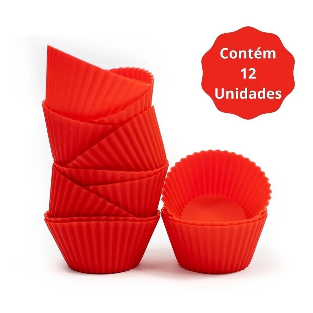 Kit de Formas Em Silicone Para Muffin forma Cupcake Com 12 Pc | Shopee ...