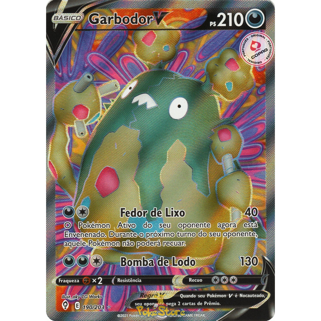Carta Pokemon Garbodor V Português Card Original Copag 100/203 190/203 ...