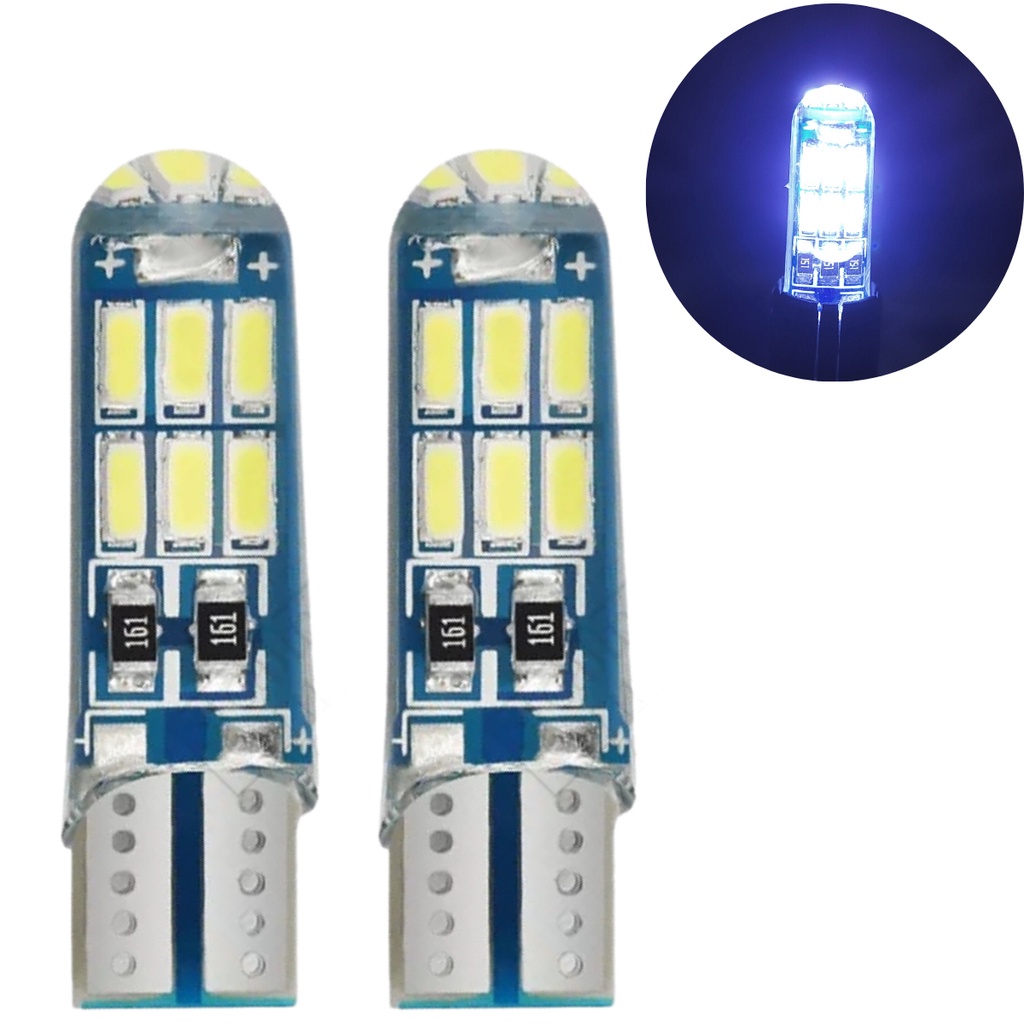 Par de Pingo T10 Super Led Silicone Efeito Xenon 8000k - Faz a Boa!