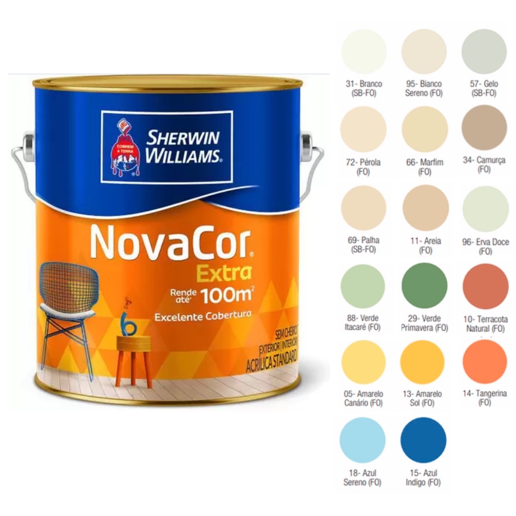 Tinta Acrílica Novacor Extra Fosca 3,6l Várias Cores | Shopee Brasil
