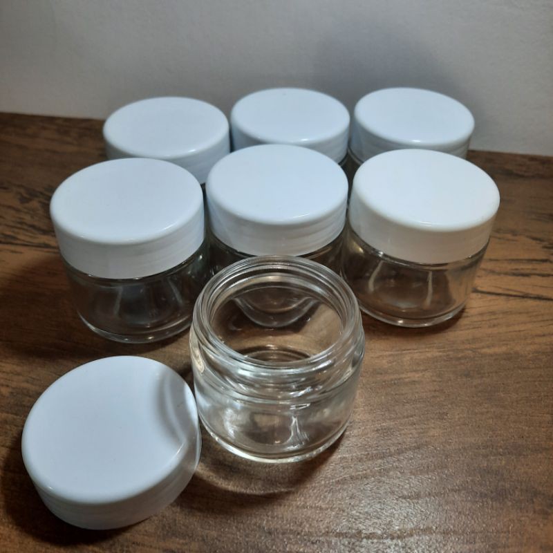 kits com 4/6/12 Potes de vidro 60ml com tampa plástica branca | Shopee ...