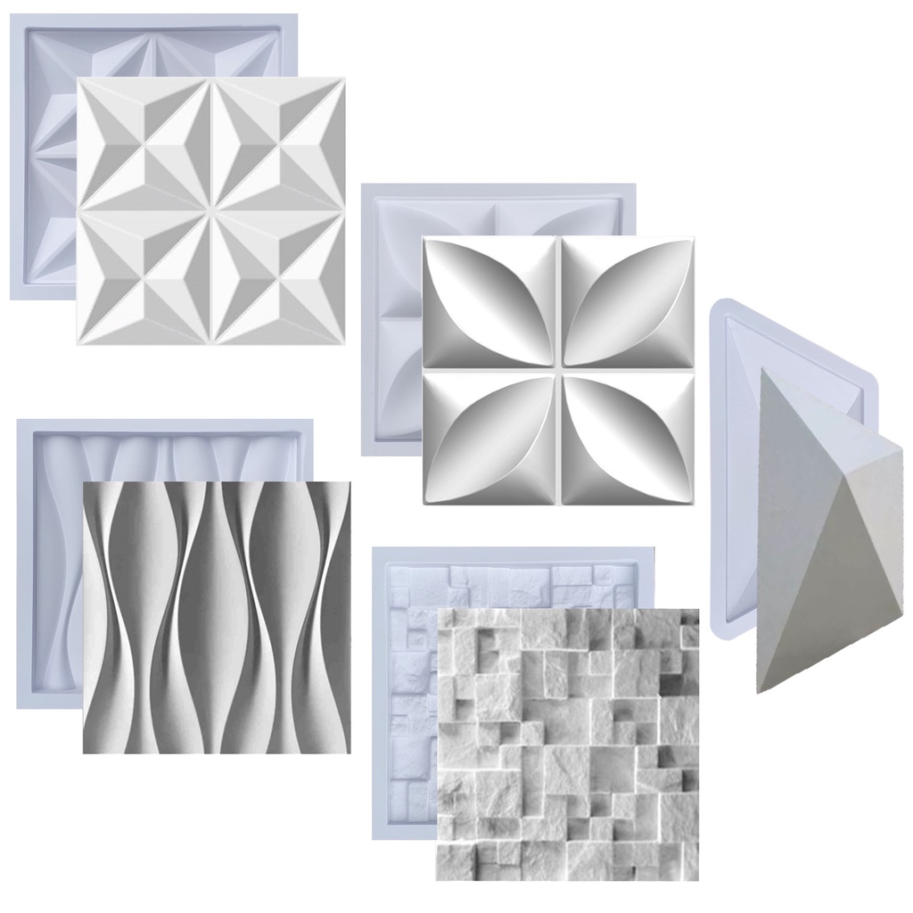 KIT Formas Para Revestimento Moldes Gesso 3d E Cimento Fdg | Shopee Brasil