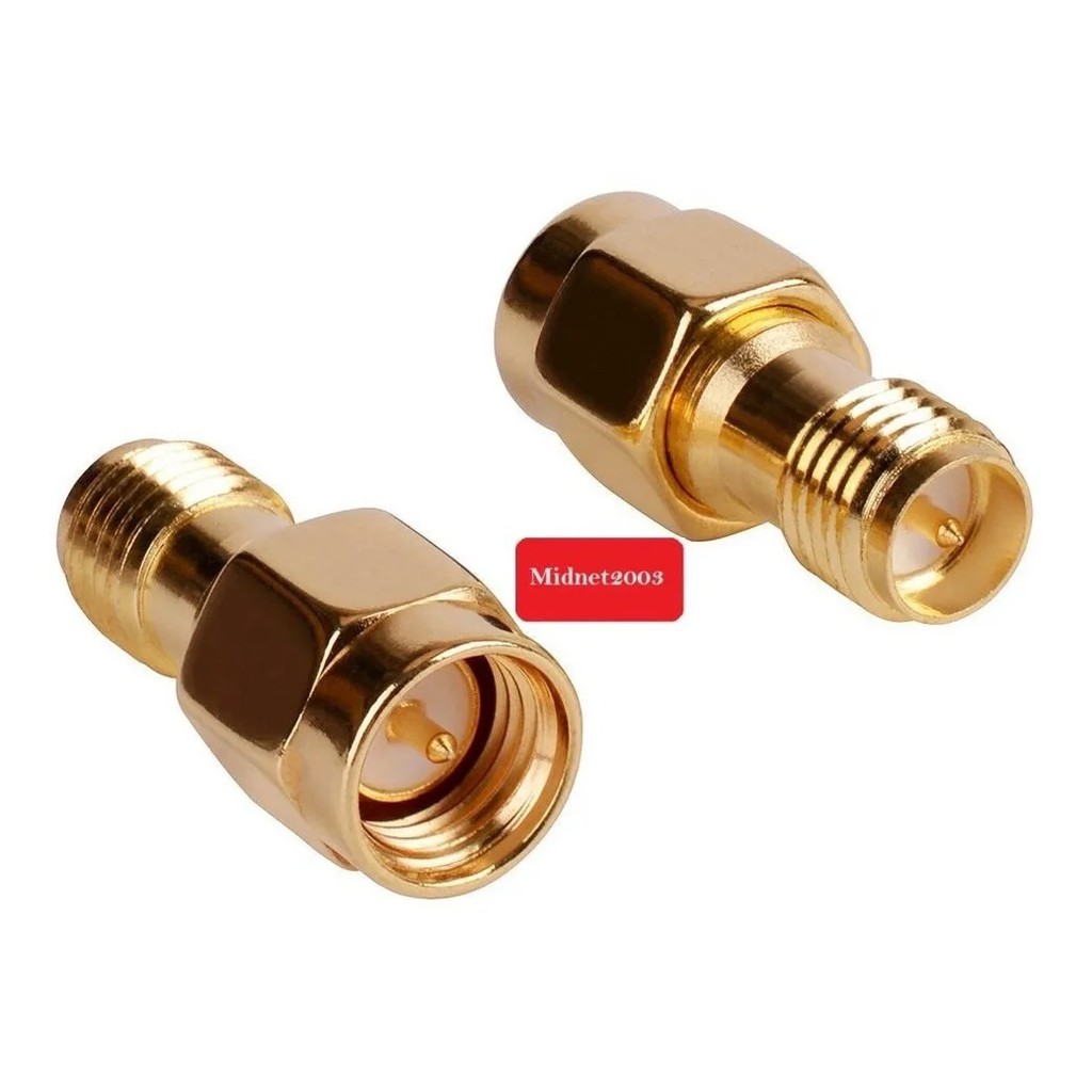 2 Adaptador Conector RF Wifi Sma Macho X Rp-sma Fêmea (Com pino central) Reto / L 90 graus ...
