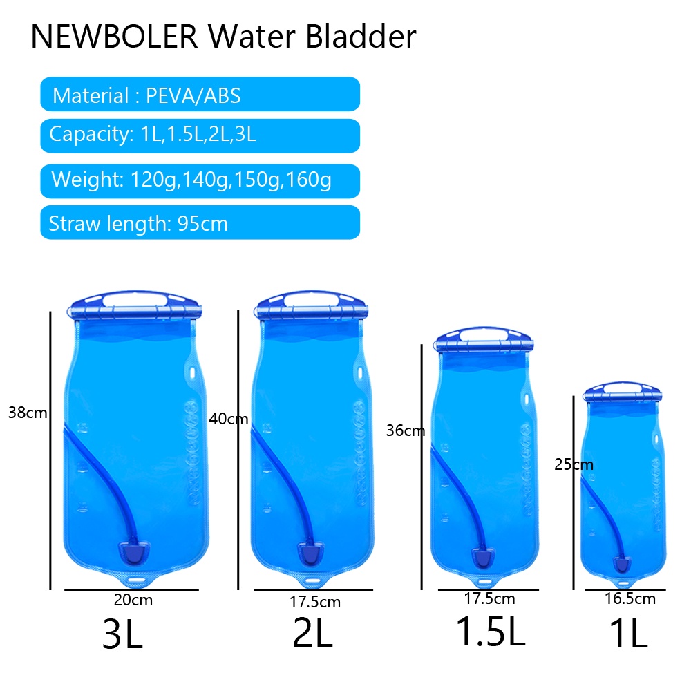 NEWBOLER Bexiga de Água TPU BPA-Free 1L/1.5L/2L/3L para Caminhadas e Ciclismo com Colete de ...