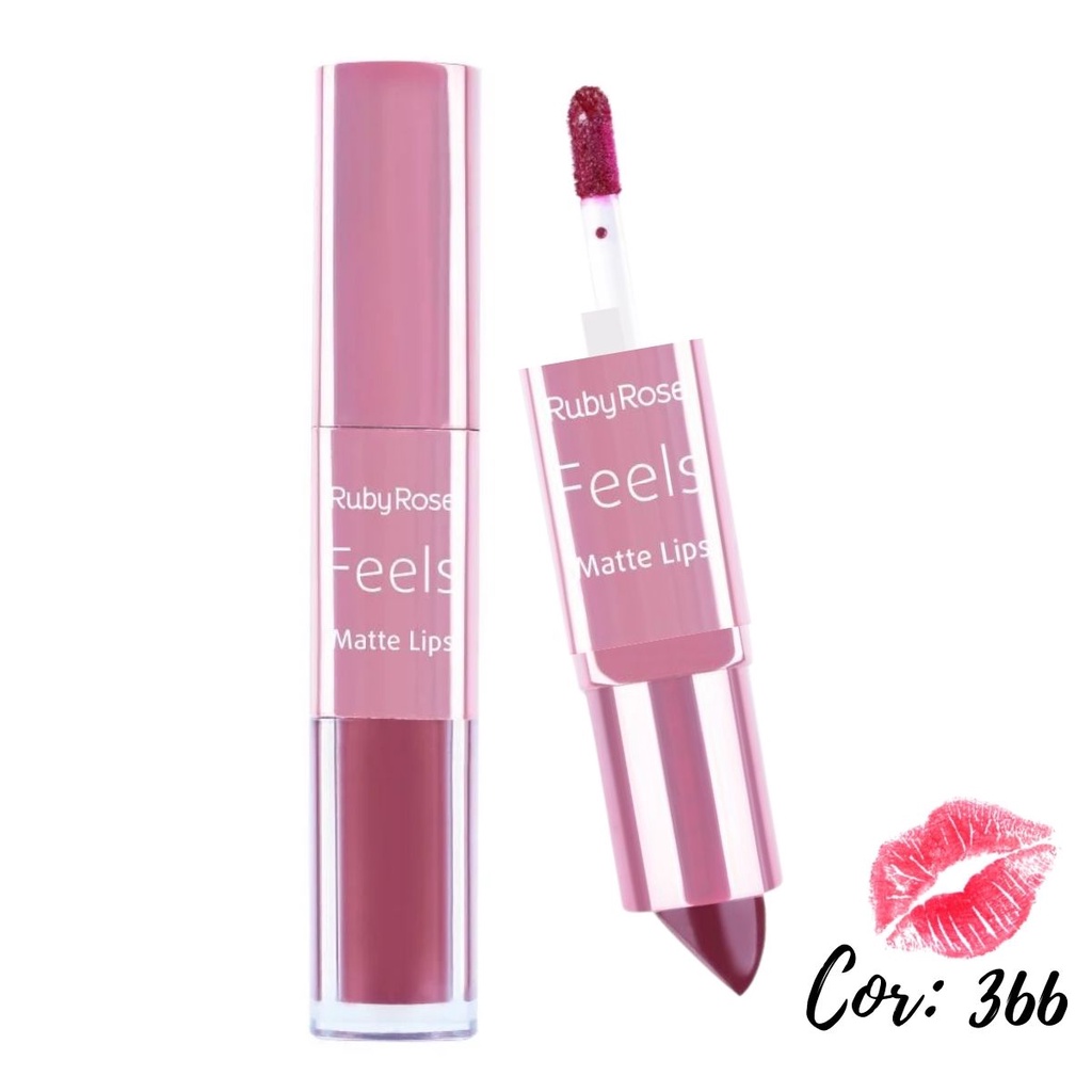 Batom Ruby Rose Feels Matte Lips Duo cor 366 | Shopee Brasil