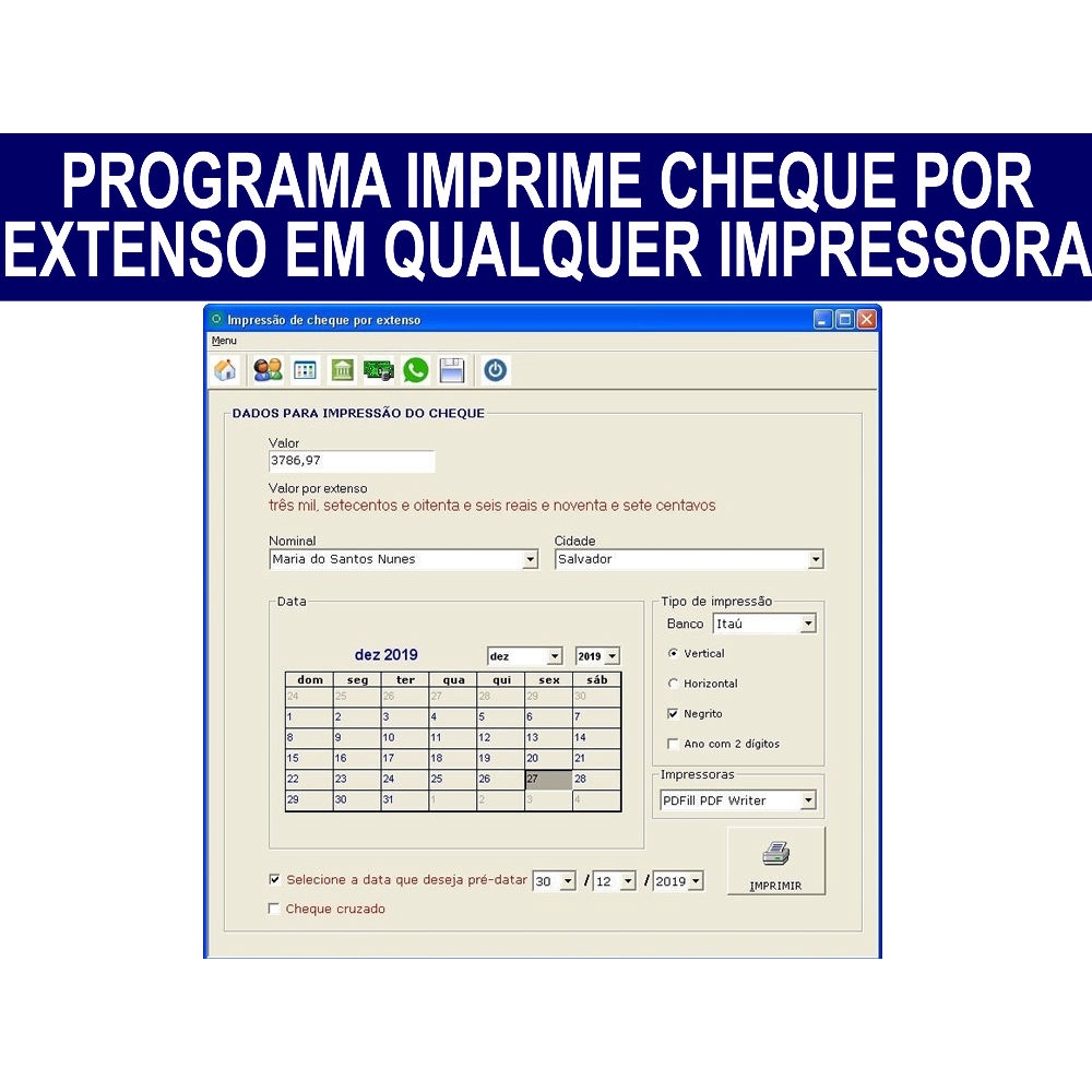 Sistema Imprime Cheque Por Extenso na sua Impressora Domestica Programa ...