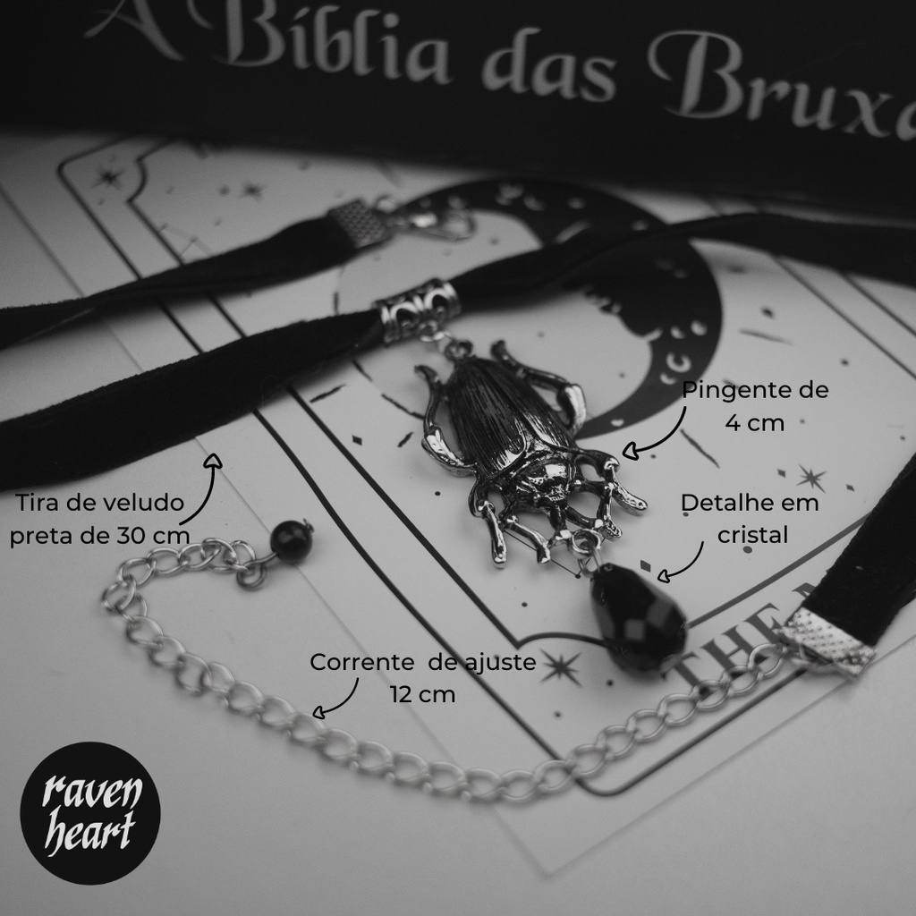 Gargantilha choker veludo escaravelho besouro egípcio egito místico ...