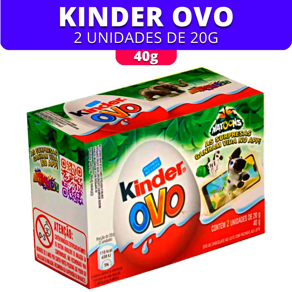 Kinder Ovo Natoons 40g - 2 Unidades de 20g | Shopee Brasil