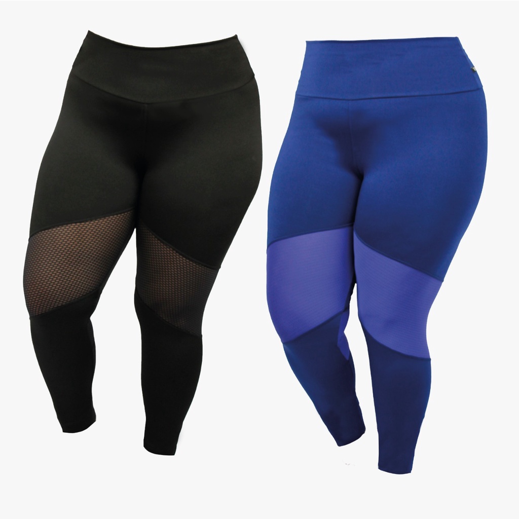 Kit 2 Legging Tule Plus Size Suplex Liso Leg Academia Ginastica ...