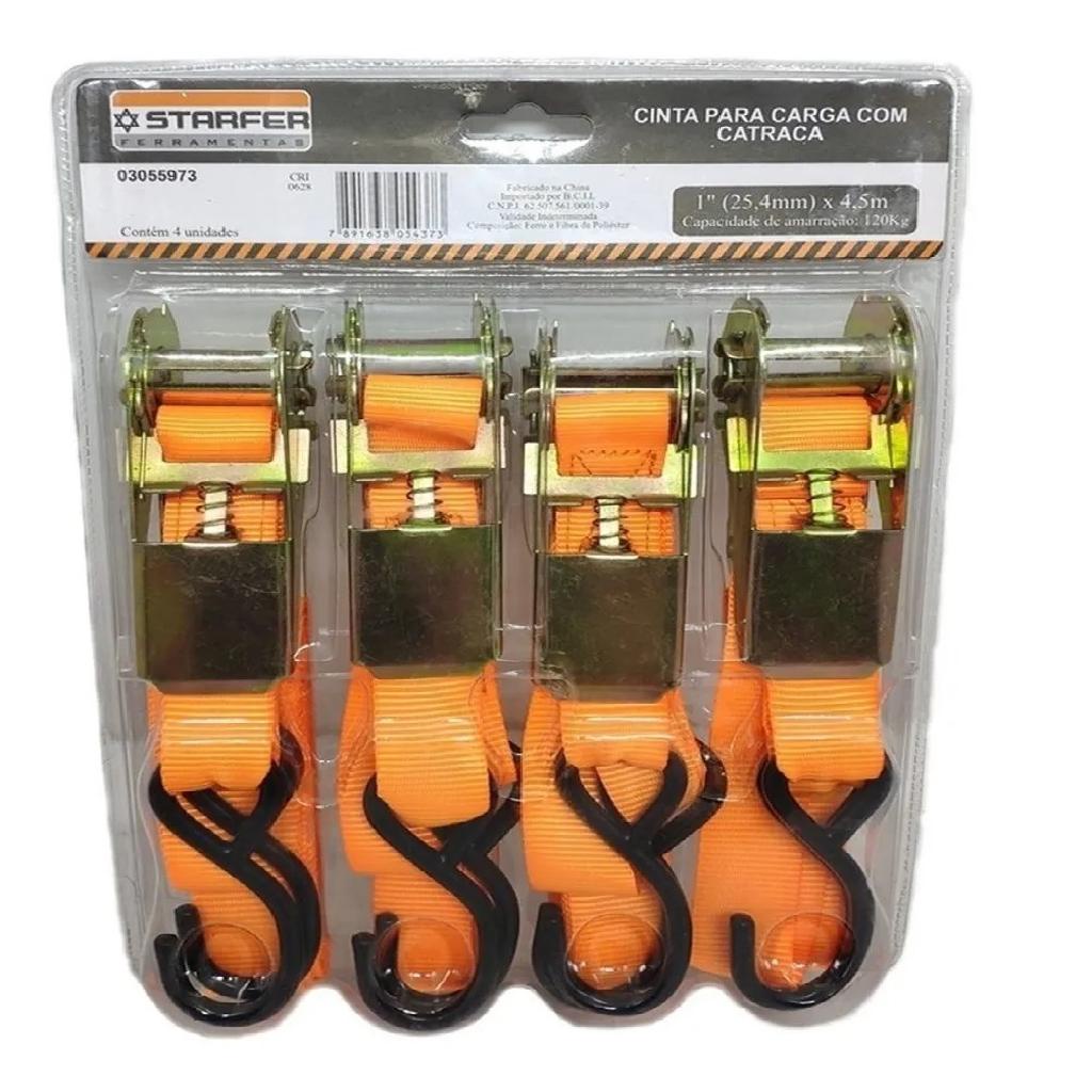 Cinta Para Prender Carga Com Catraca Jogo Com 4 Peças 120kg | Shopee Brasil