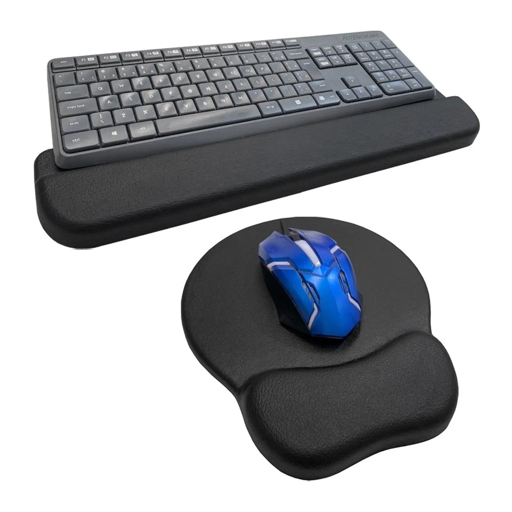 Kit Mousepad + Apoio Ergonômico Punho De Teclado Home Office ...