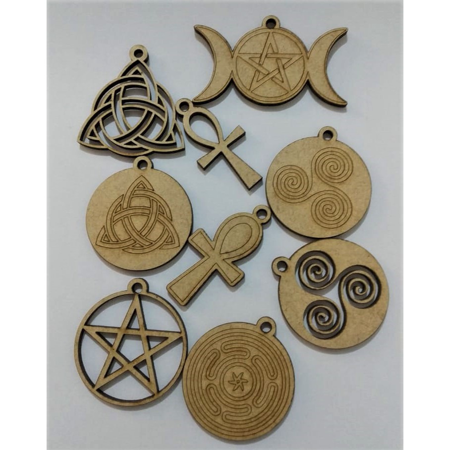 10 pingente mdf lua tripla triluna athame triscle celta wicca egipsio ...