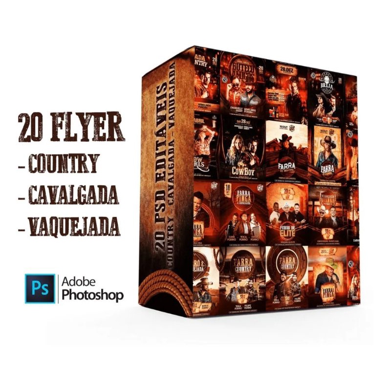 Pack 20 artes PSD -Country-Vaquejada e cavalgada | Shopee Brasil