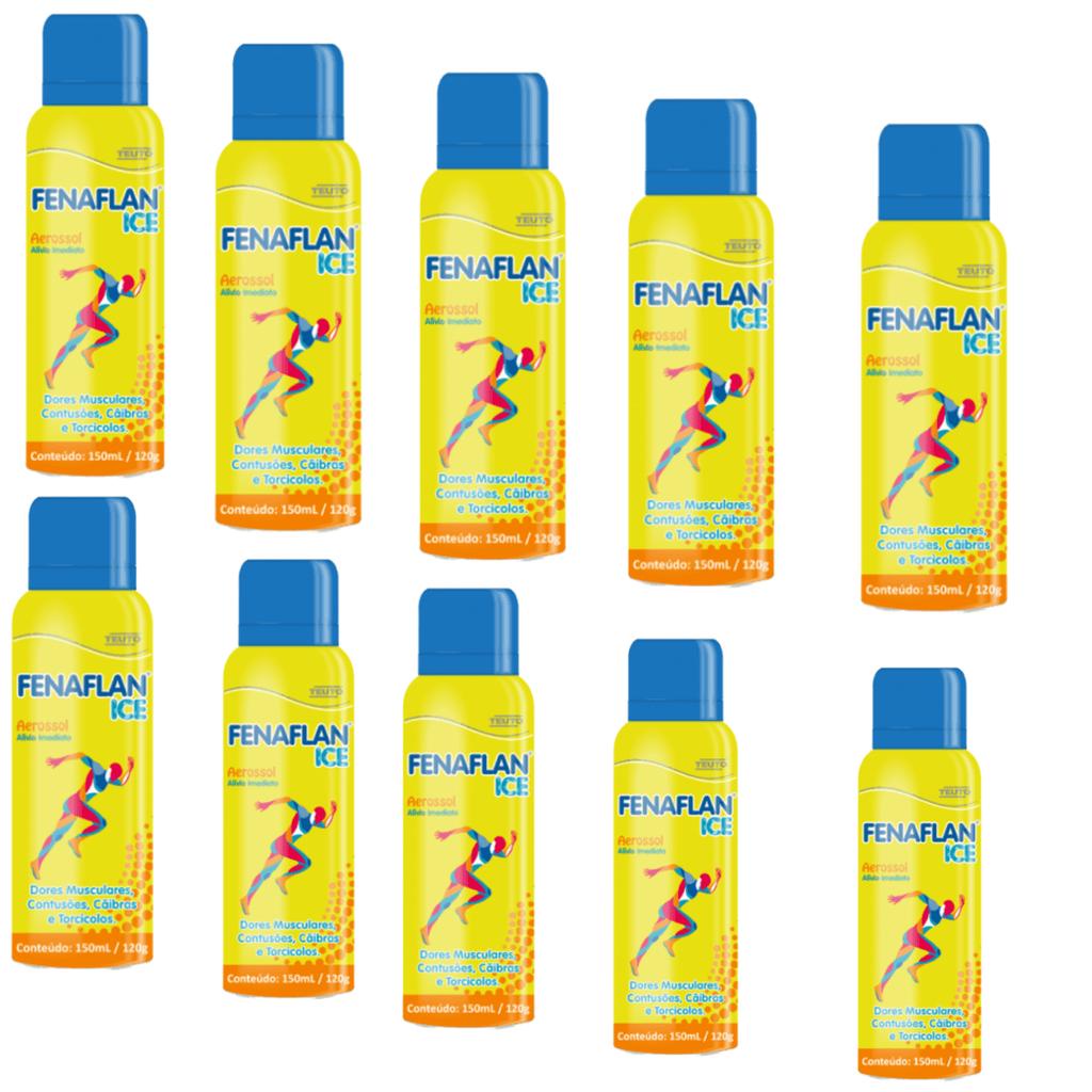 Fenaflan Ice 150ml Aerosol Kit c/10un para Dores Musculares | Shopee Brasil