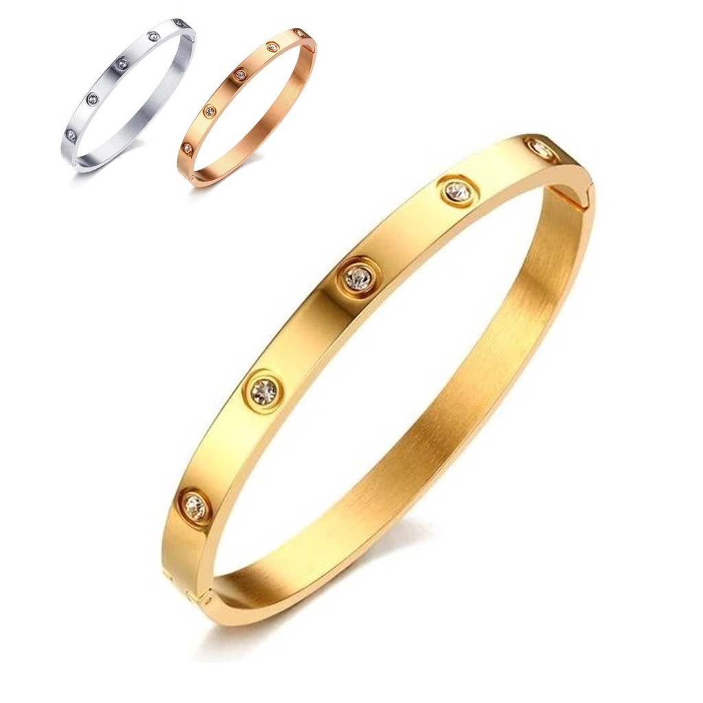 Pulseira Bracelete Feminino Dourado Prateado Rose Gold Banhado Ouro ...