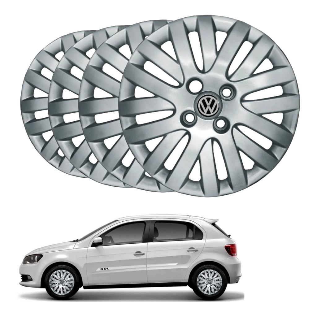 Jogo Calota Vw Aro 13/14/15 Gol Voyage Saveiro G5 2008 2009 2010 2011 ...