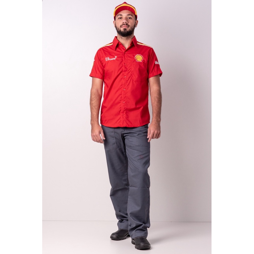 Uniforme Shell Camisa Masculina com Bordado | Shopee Brasil