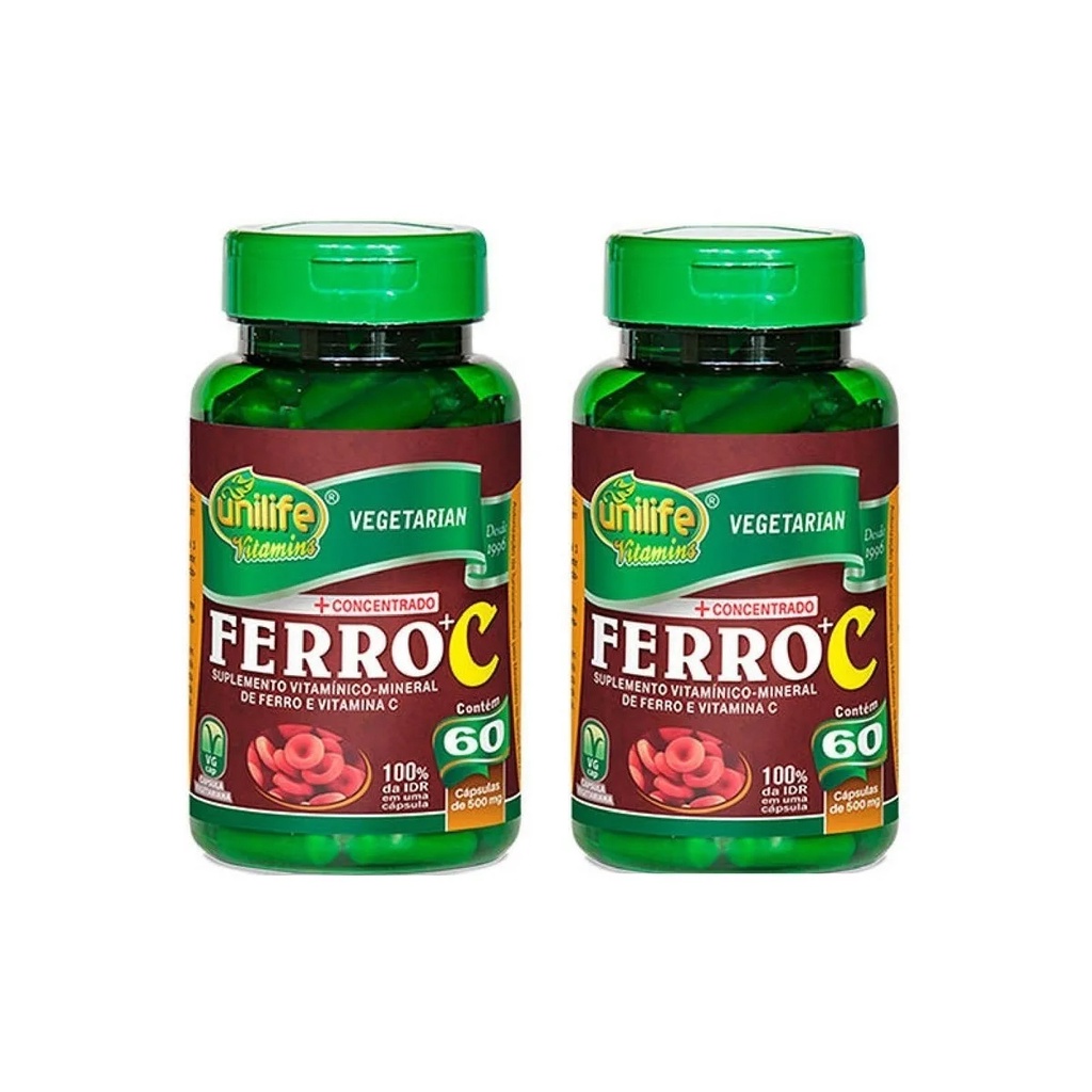 2x Ferro + Vitamina C Suplemento Vitamínico Unilife 60 Cáp | Shopee Brasil