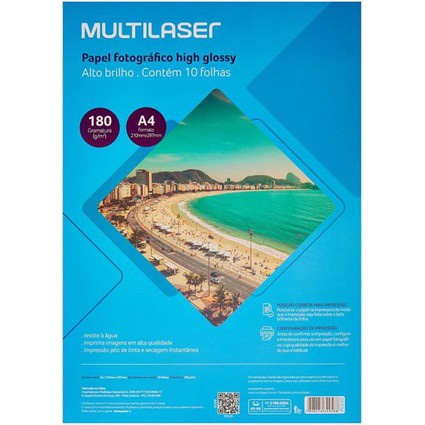 PAPEL FOTOGRAFICO GLOSSY A4 180G 10 FOLHAS | Shopee Brasil