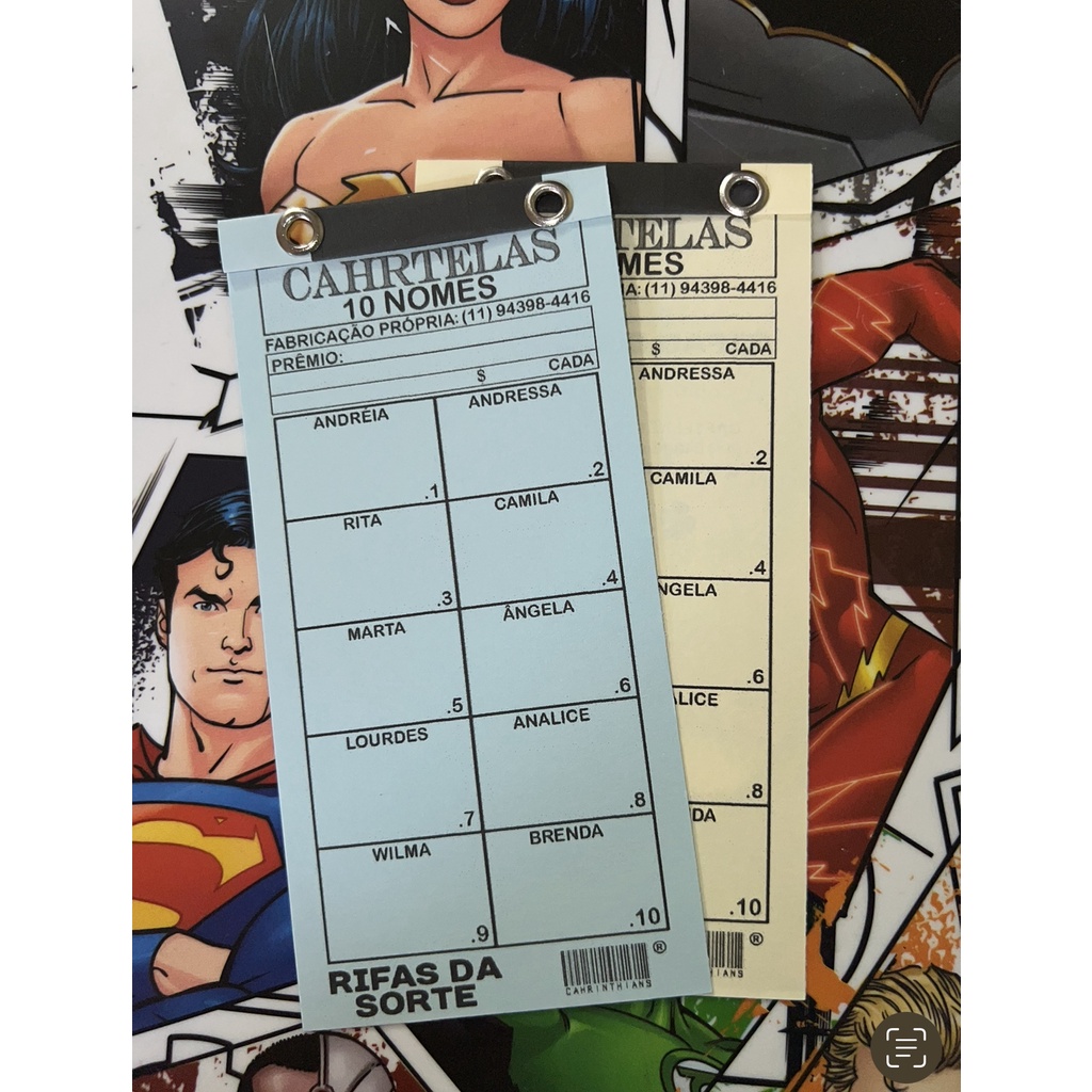 Cartela De Rifa 10 Nomes Modelo Novo Pct C/ 10 Unidades | Shopee Brasil