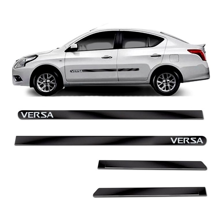 Kit Friso Lateral Personalizado Modelo Largo Cor Preto Versa 2012 2013 ...