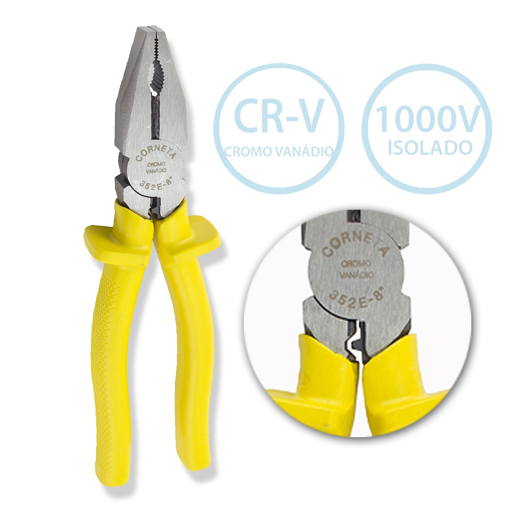 Alicate Universal Eletricista 8 Polegadas Isolado 1000v Profissional Cr-v Prensa terminal ...