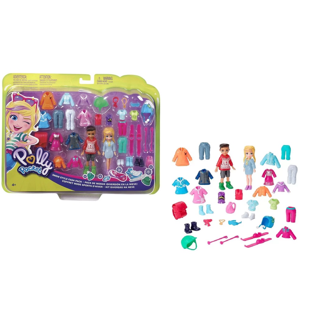 Boneca Polly Pocket Kit Grande Conjunto Moda na Neve Polly e Nicolas ...