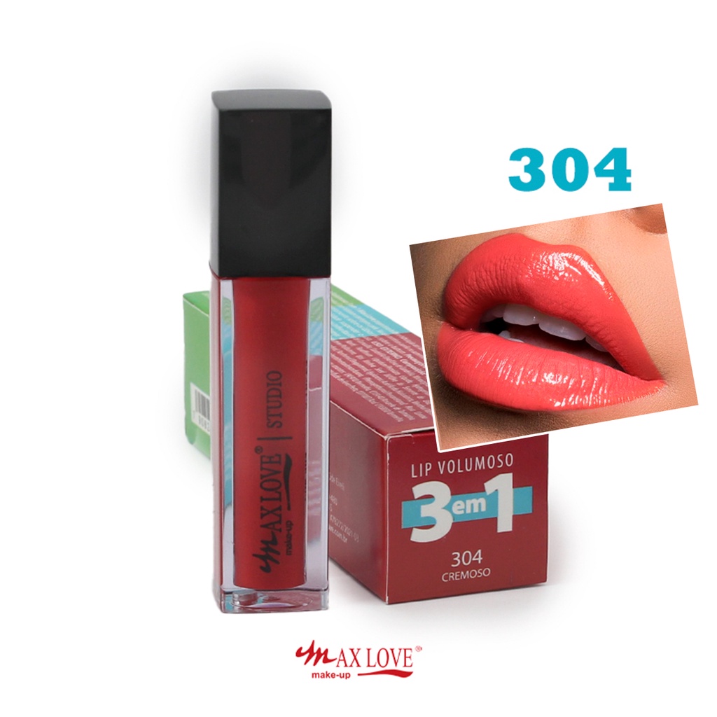 Gloss labial Max Love 3 em 1 , hidratação e volume, rosa mosqueta ...