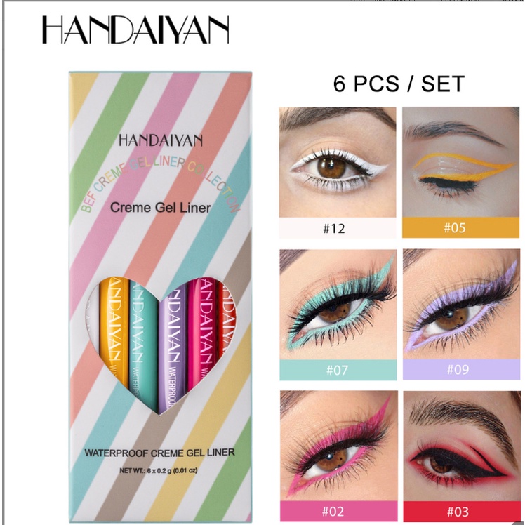 HanDaiYan 6pcs/ Kit Colorido Delineador Caneta Brilhante Olho Forro ...