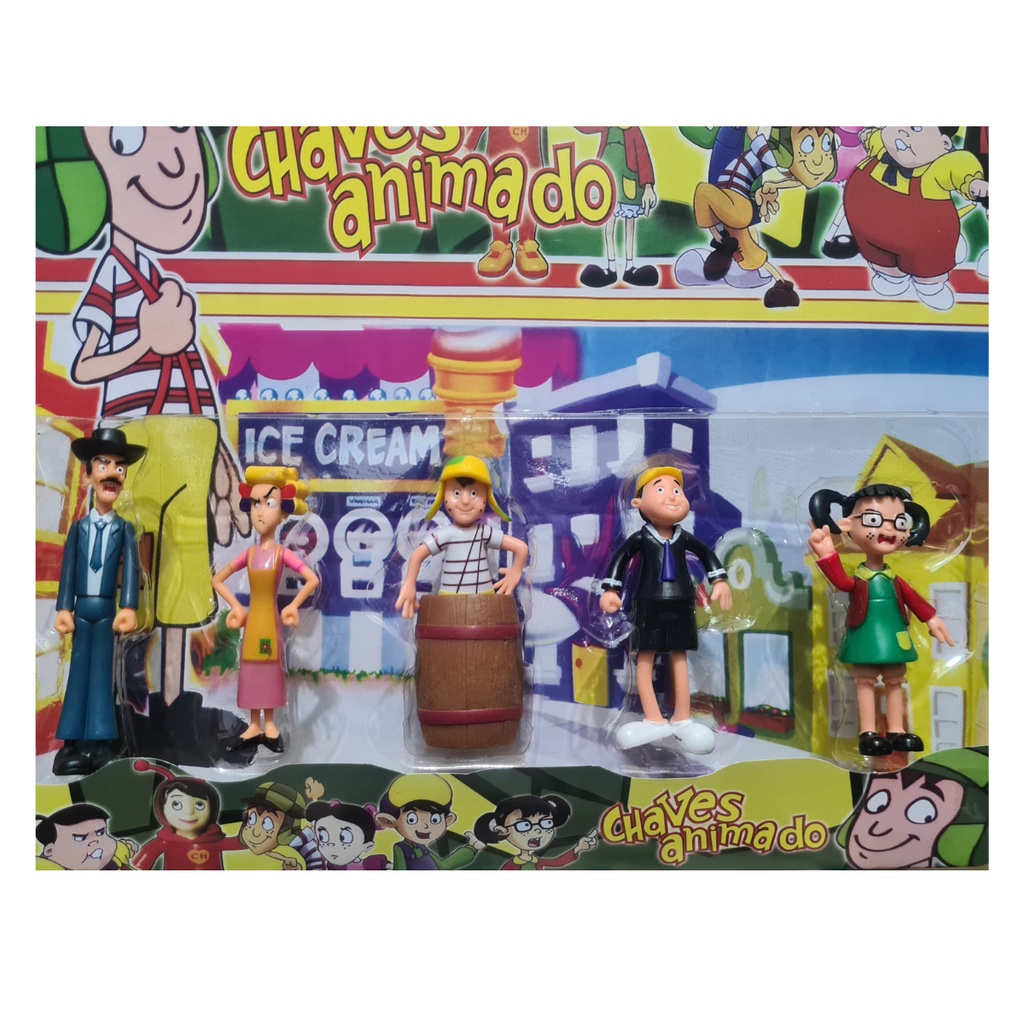 Kit 05 Bonecos Turma do Chaves Articulados Animação e Coleção Para Seus ...
