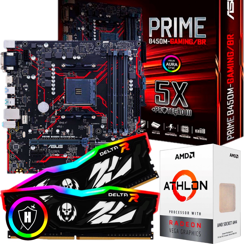 Kit Upgrade Gamer - Athlon 3000G + B450M + Placa Video 2GB + 8Gb Ram | Shopee Brasil