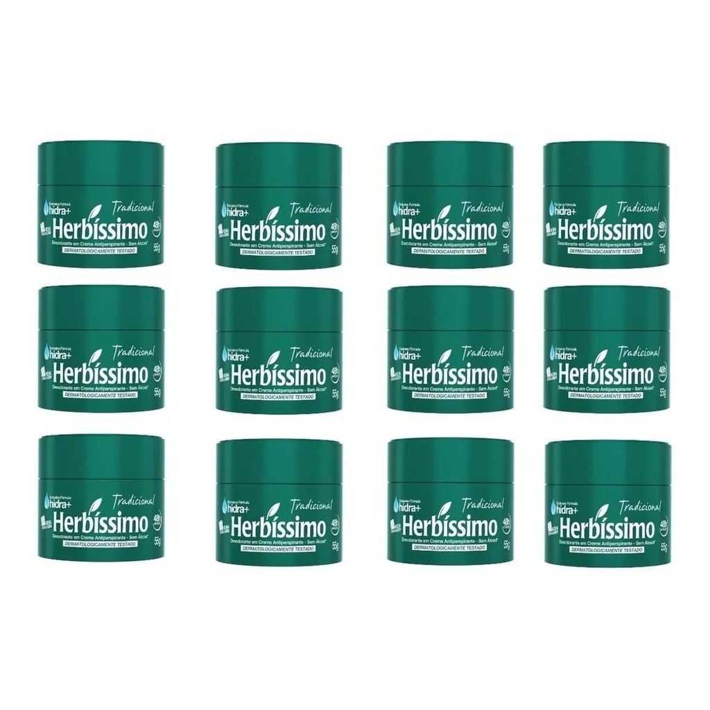 Desodorante Herbissimo Creme Tradicional -Com 12 Unidades - 55g cada ...
