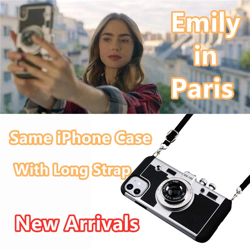 Emily Em Paris Design Retro Camera Case Capa Para iPhone Com Alça 13 ...