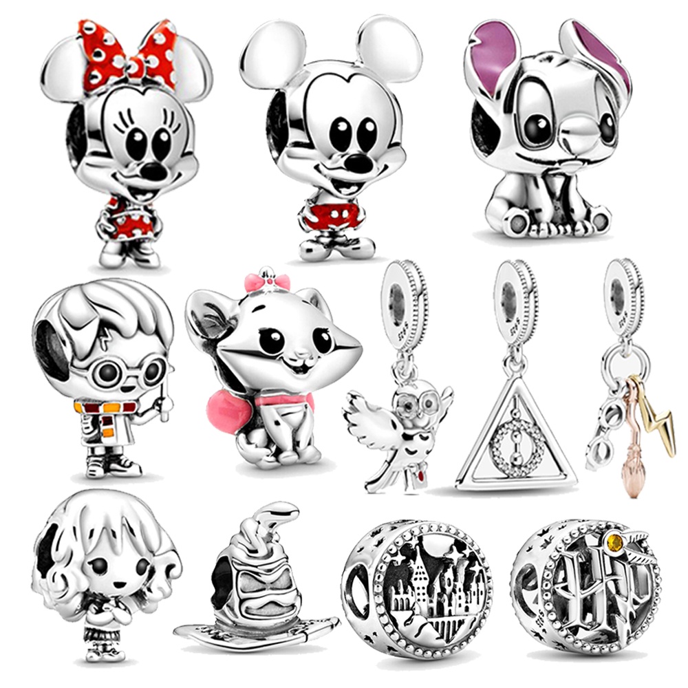 Berloque Pandora Pulseira Disney Minnie Harry Potter Banhado a Prata ...
